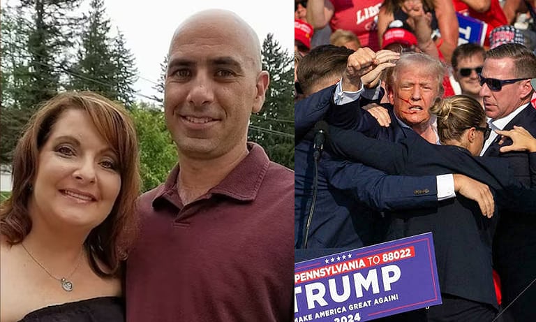 Trump Rally Shooting: மனைவியைக் காப்பாற்ற, துப்பாக்கிக் குண்டை தன் மீது ...