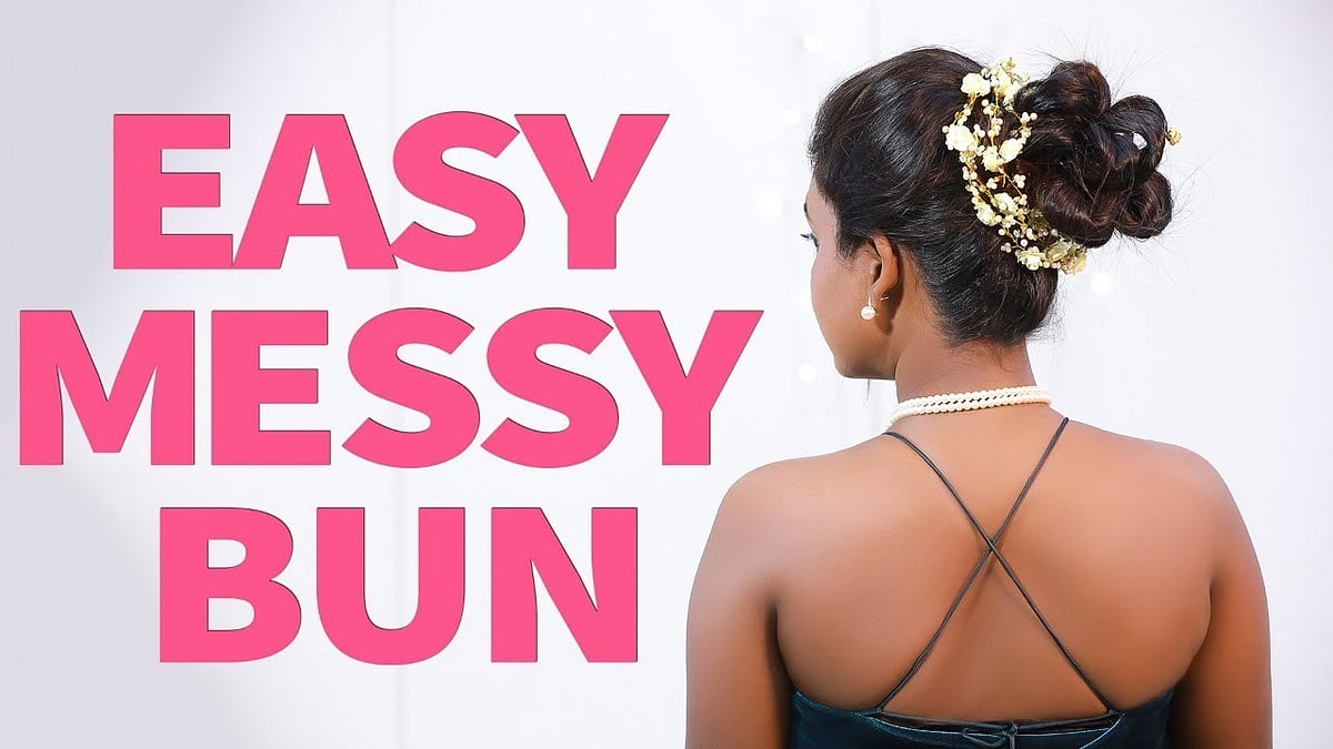 Simple Messy Bun Hairstyle For Party & Reception |Nature Nuture - Vikatan
