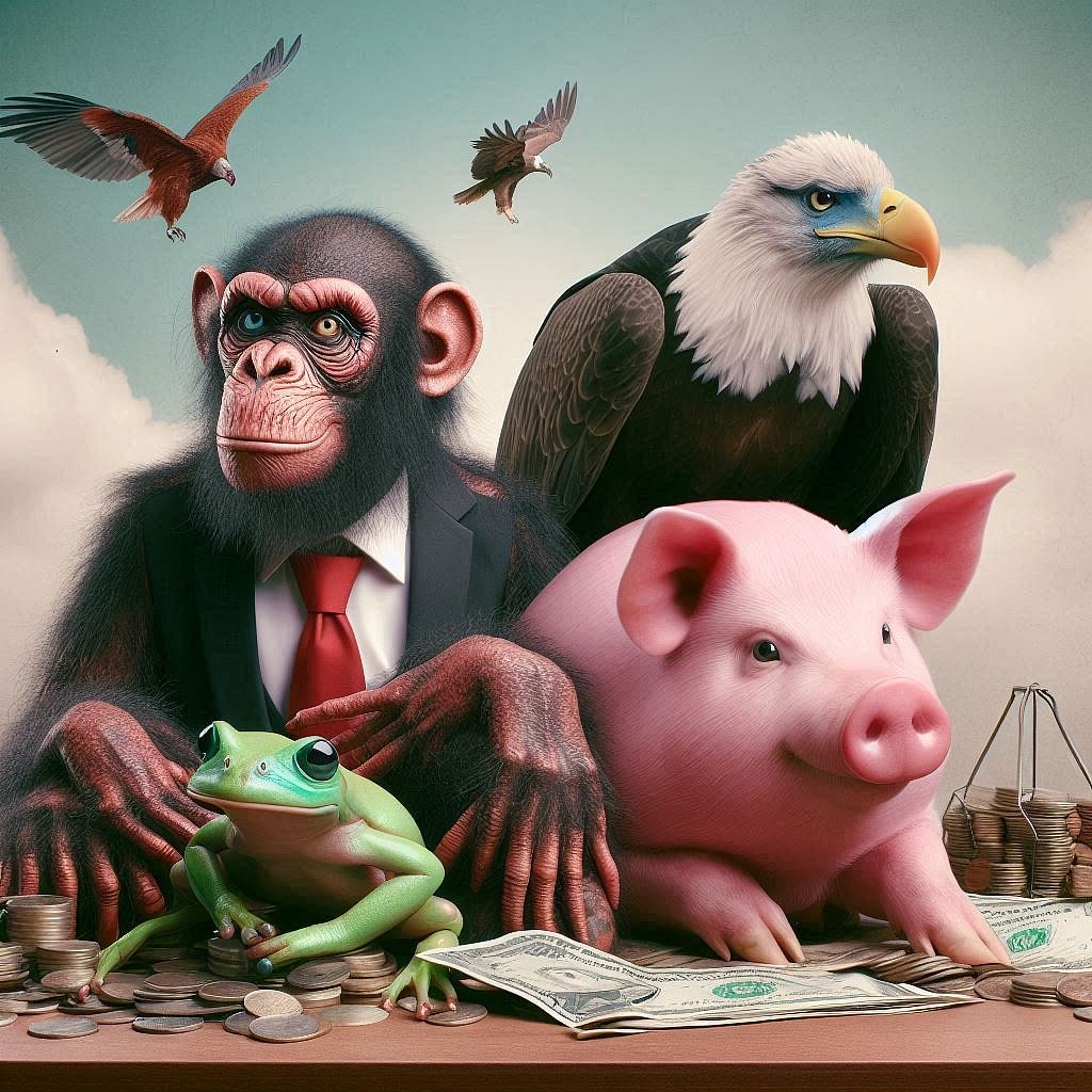 பங்குச் சந்தையில் நுழைந்த தவளை, பன்றி, கழுகு, குரங்கு... ஷாக்கான காளை ...